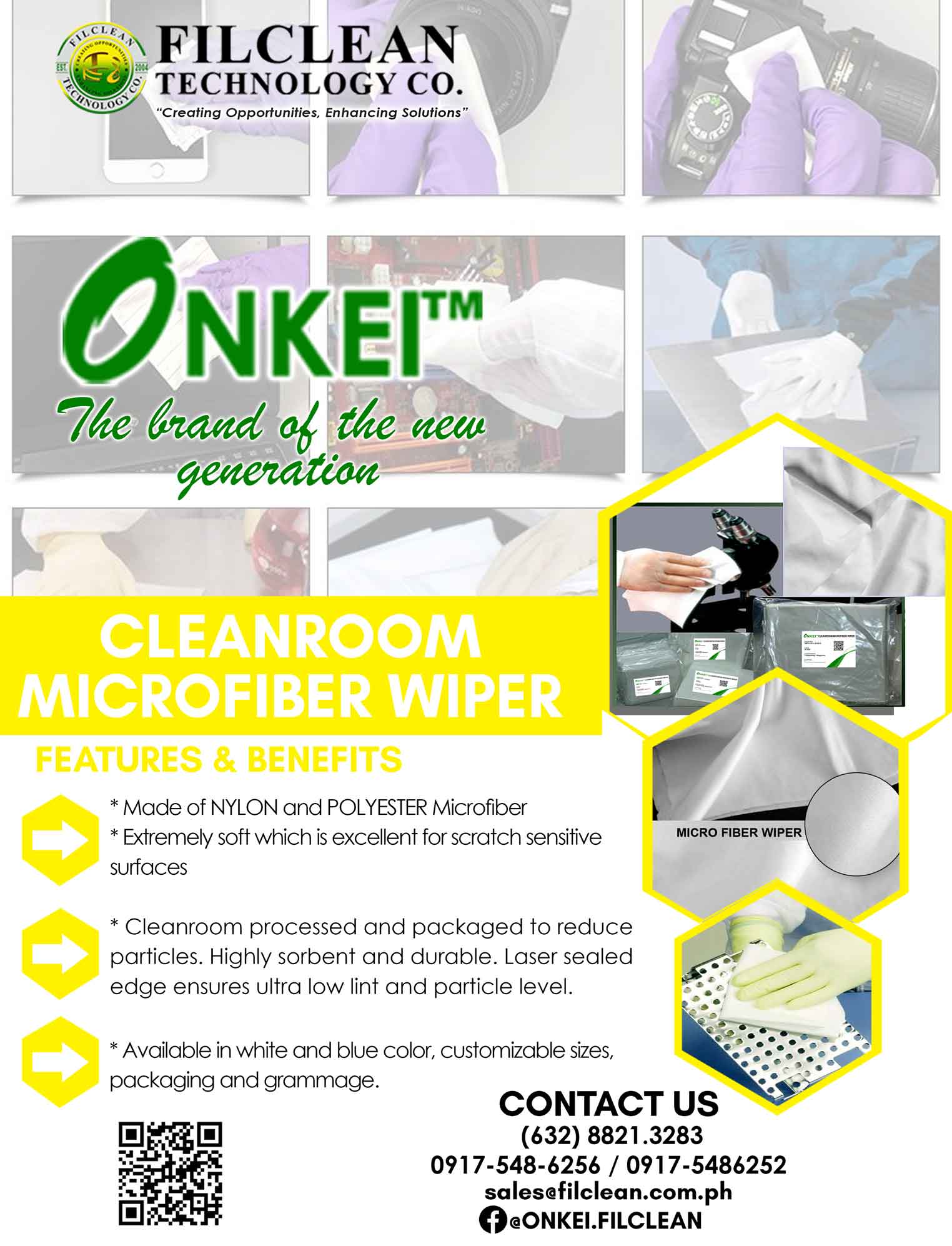 ONKEI Cleanroom Microfiber (MFF115-L-180) - Filclean Technology